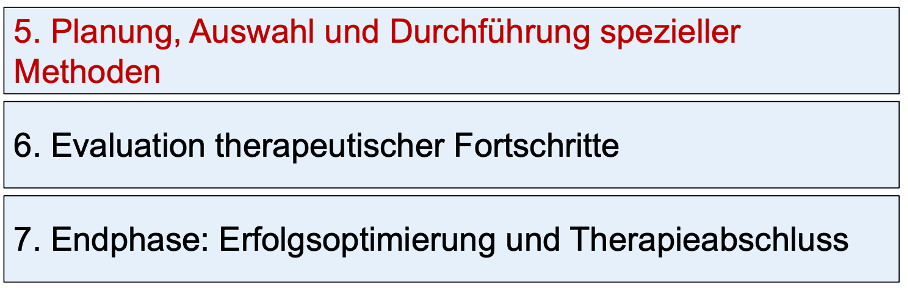 Nenne die Phasen des 7 Phasenmodell der Psychotherapie von