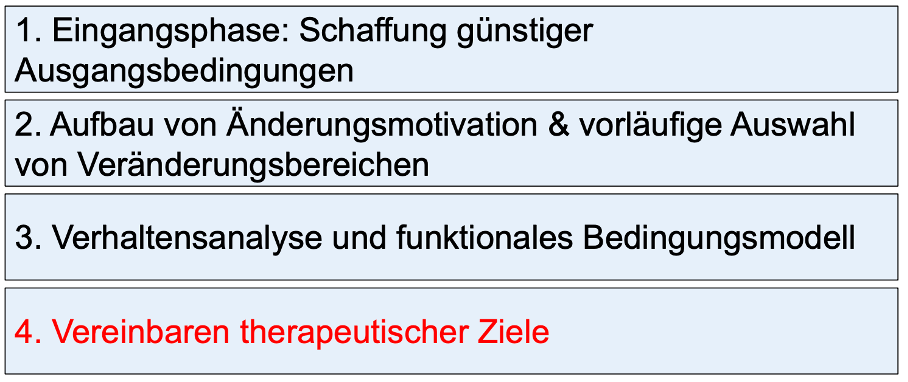 Nenne die Phasen des 7 Phasenmodell der Psychotherapie von